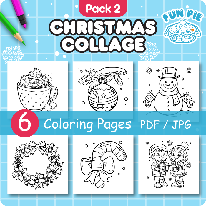 Christmas Coloring Pages – Pack 2 – Fun Pie Designs